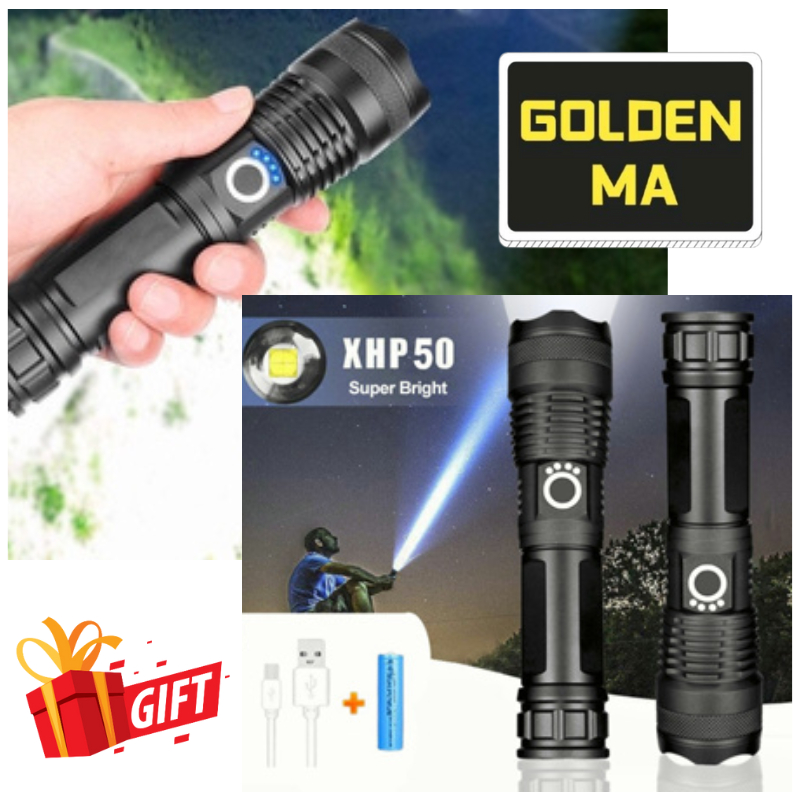 Lampu Suluh LED Zoomable Super Bright(With 1865 battery)XHP50 Tactical ...