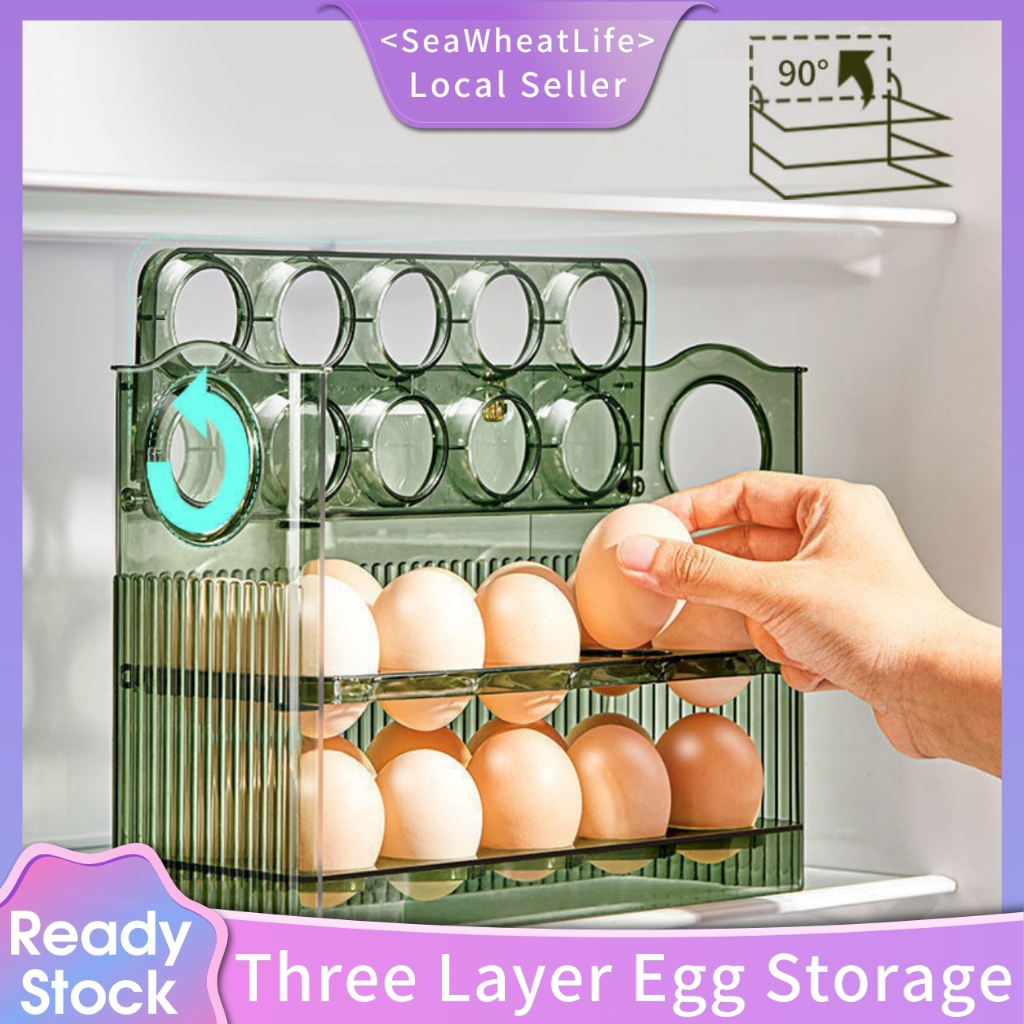30Grid Three Layer Egg Tray Storage Fridge Egg Storage Box bekas tempat ...