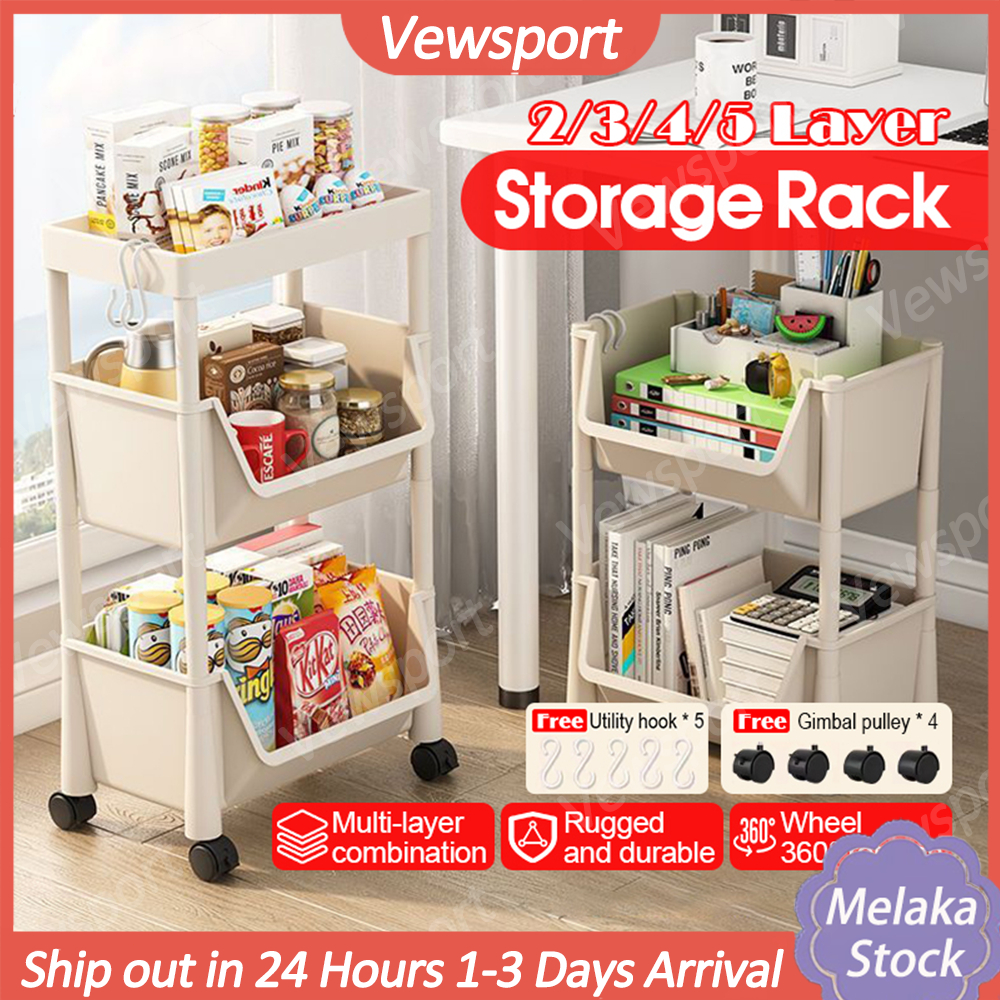 Multi-Layer Storage Rack With Wheels Movable Book Shelf Rack Household ...