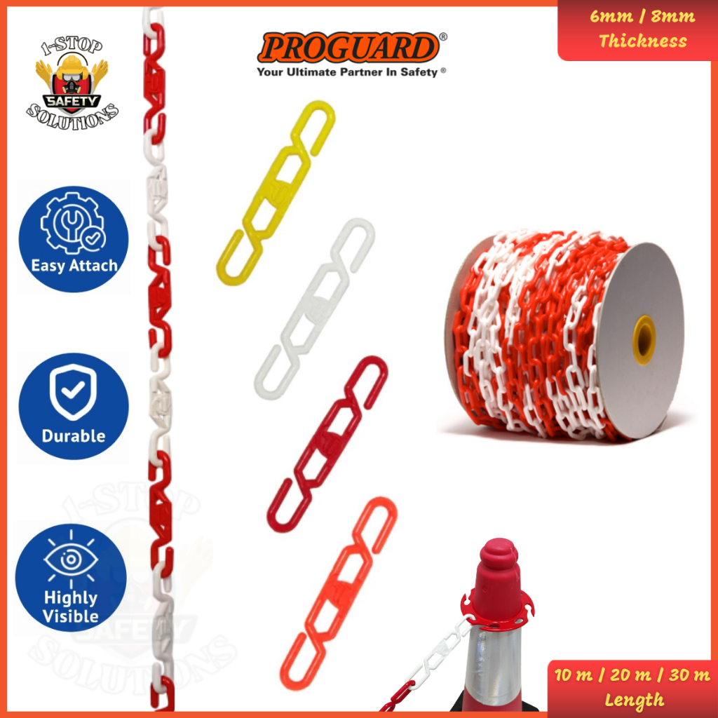 Proguard 6mm / 8mm PVC Plastic Chain Yellow Orange Red White Adjustable ...