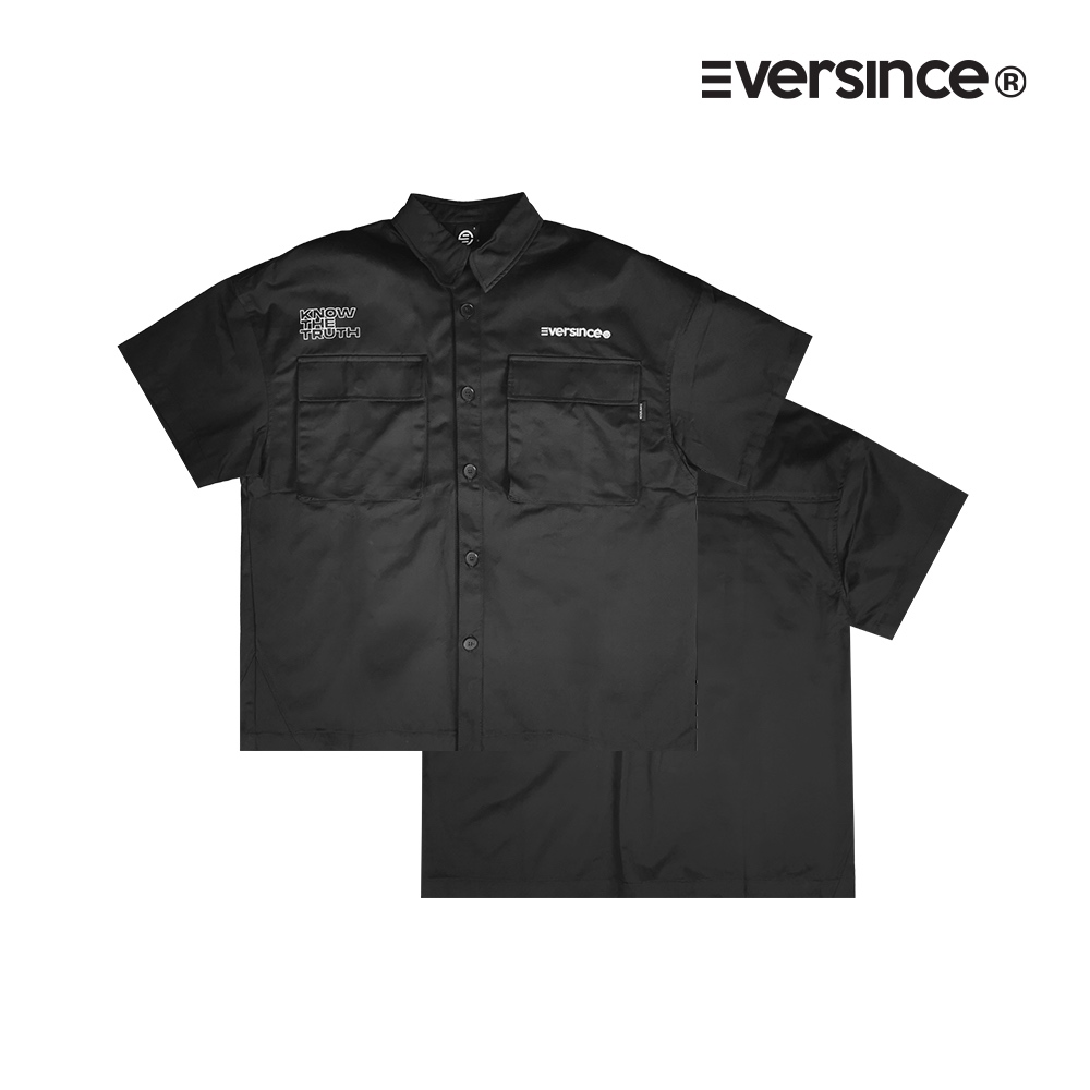 Eversince Decode Oversized Short Sleeve Workshirt Black | Shopee Malaysia