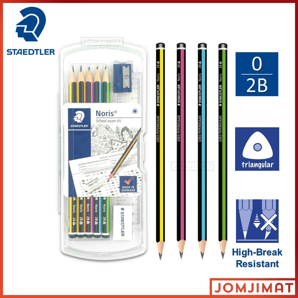 Staedtler Noris 118 Exam Grade Triangular 2B Pencil School Exam Kit 118 ...