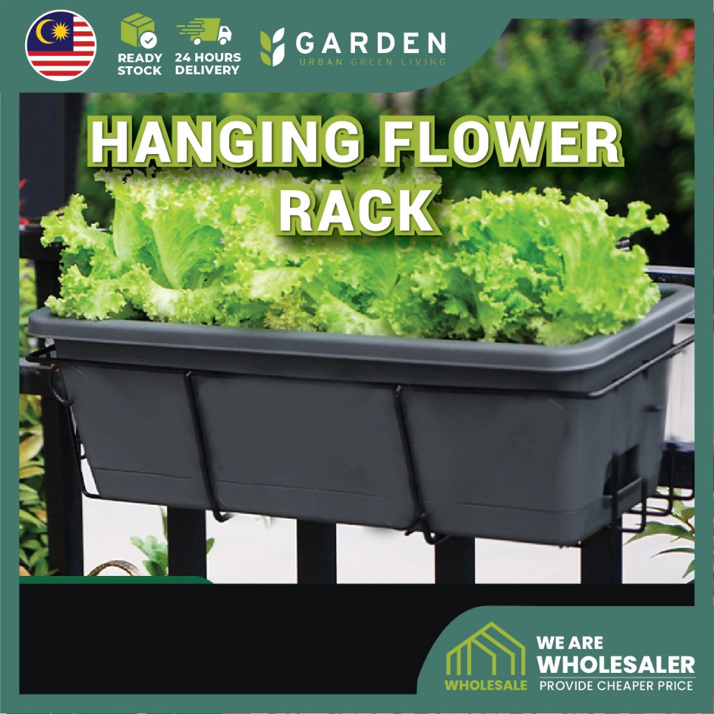 Outdoor Balcony Iron Flower Pot Holder Rack Wall Hanging Planter Plant ...