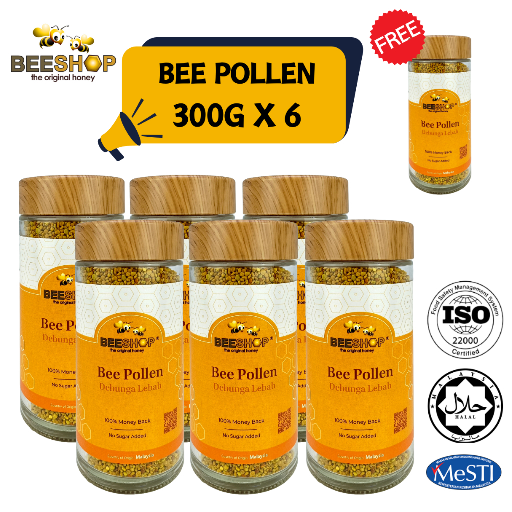 (Ready Stock) Bee Shop Package Buy 6 Bee Pollen 300g, FREE 1 Bee Pollen ...