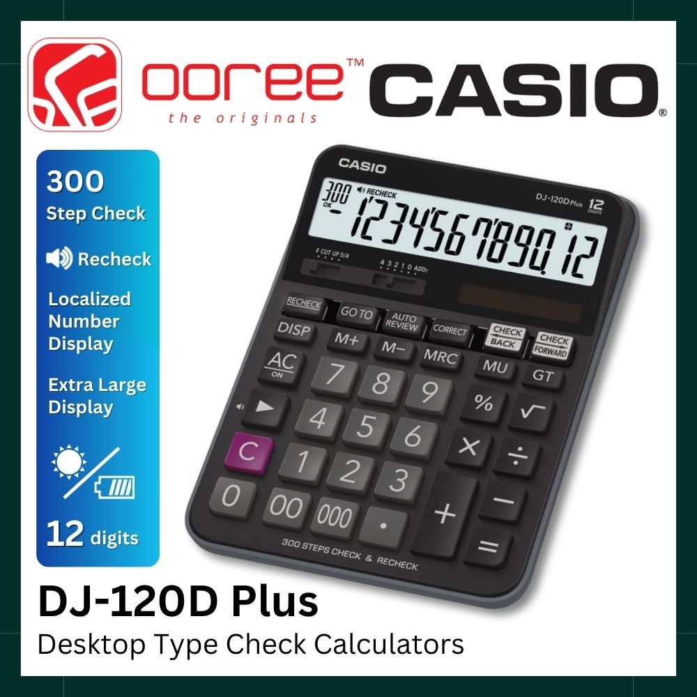 CASIO DJ-120D PLUS DESKTOP TYPE CHECK CALCULATOR WITH 300 STEPS CHECK ...