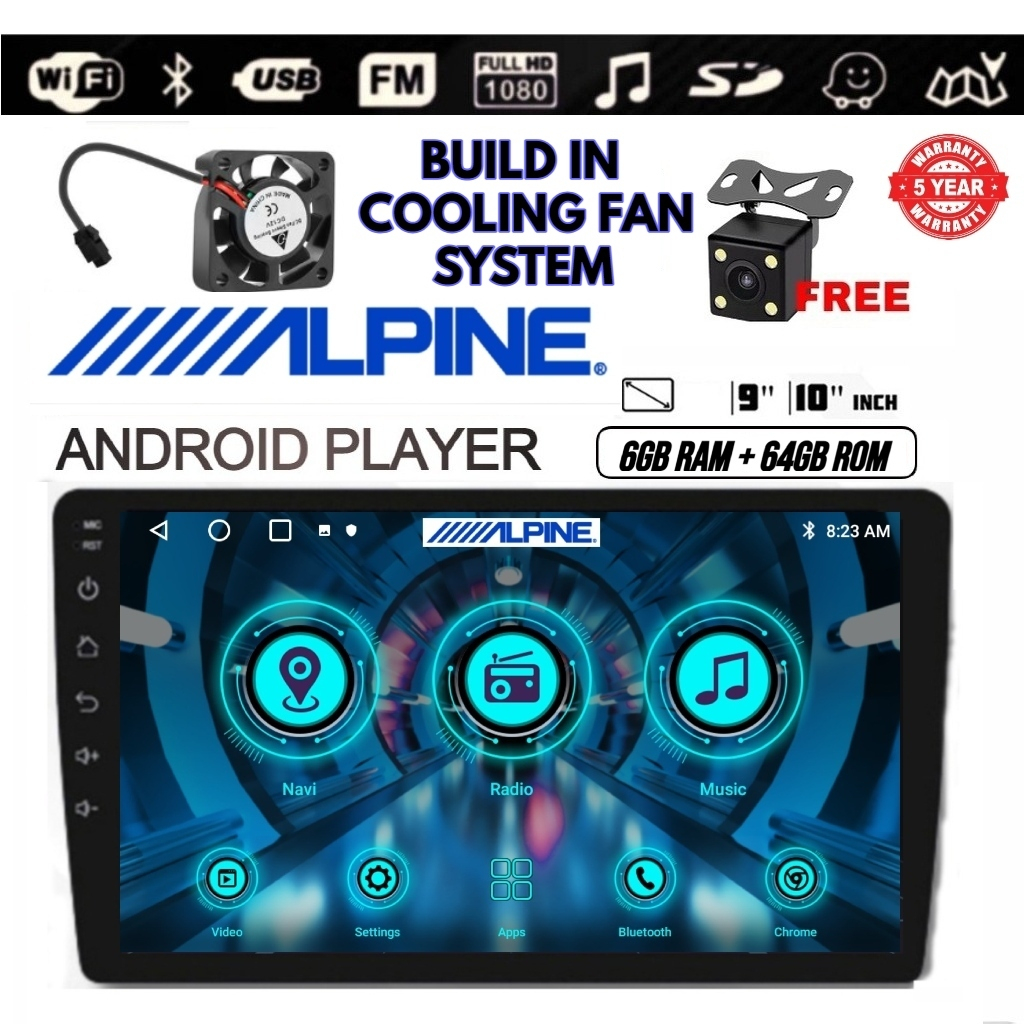 [6GB RAM+64GB ROM]QLED Alpine Style Android Player 9"10" inch Quad Core ...