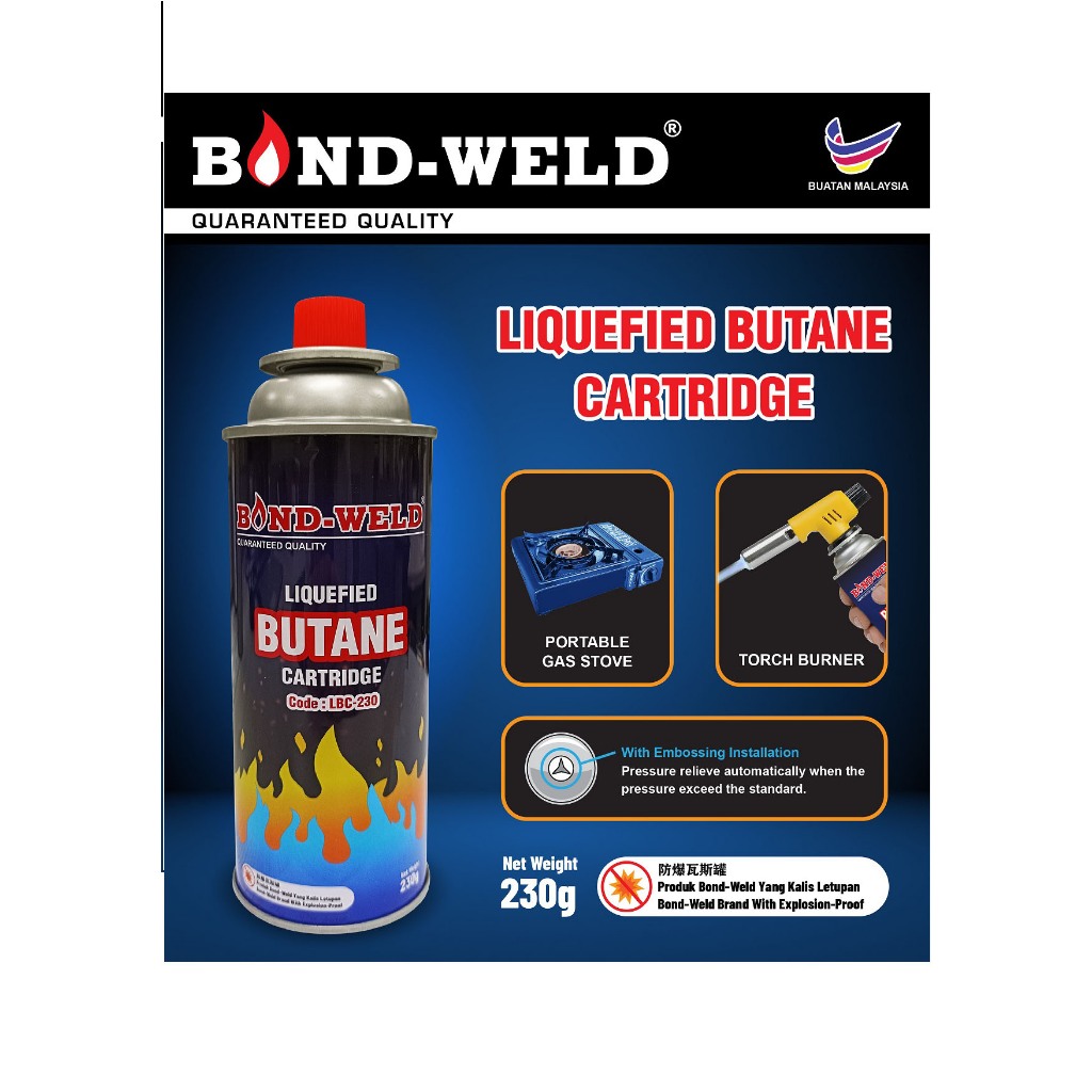 230g Bond-Weld Butane Gas Burner Gas Cartridge Welding Fire Anti ...
