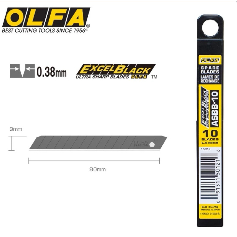 Olfa Original ASBB-10 Black Blades For A-1 , 180 Black , SAC-1 , SVR-2 , XA-1 & SPC-1 (10 Pcs ...