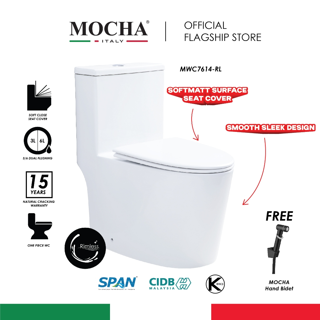 MOCHA Water Closet MWC7614-RL rimless wc one piece water closet jamban ...