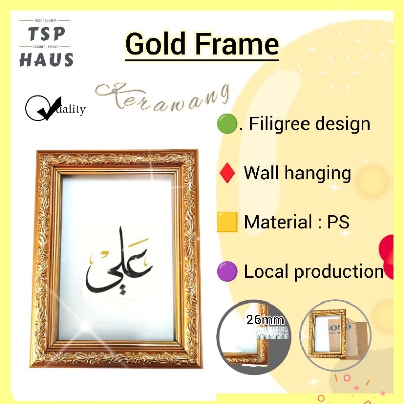 6R/8R/10R/11R/12R/A3/A4 Gold PS Photo Frame Wall hanging Bingkai Gambar ...