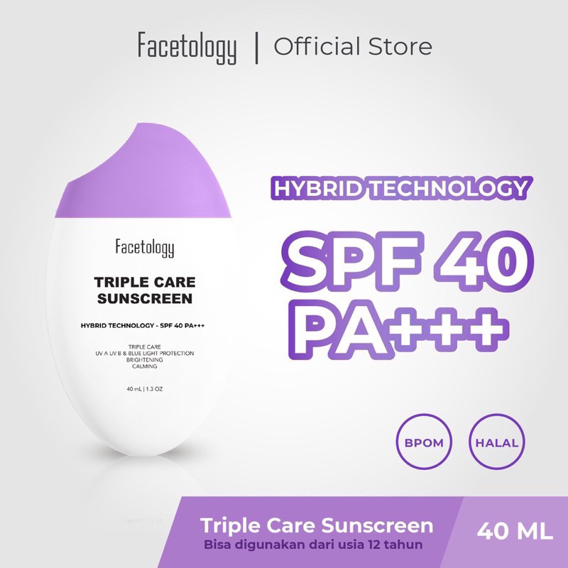 FACETOLOGY TRIPLE CARE SUNSCREEN 40g 100% ORIGINAL | Shopee Malaysia