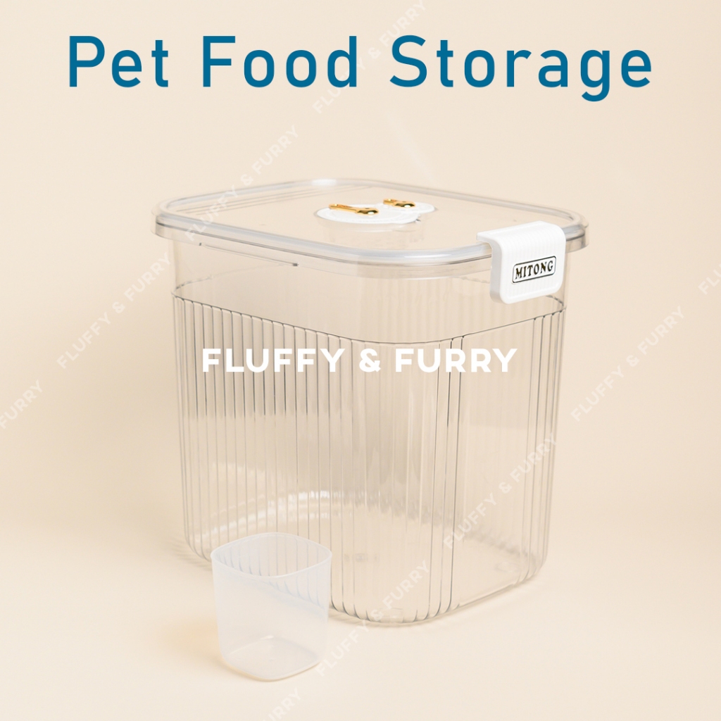 [Ready Stock] 宠物粮食储存箱中型大小 Pet Food Storage Box Medium Fluffy & Furry ...