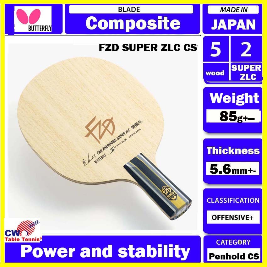BUTTERFLY Fan Zhendong Super ZLC - CS Penhold Table Tennis Blade Ping Pong Kayu Power and ...