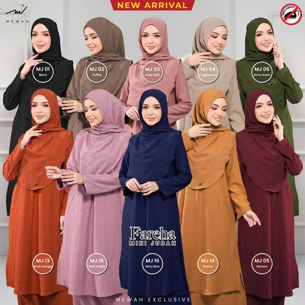 HEEBA Mini Jubah FAREHA l Baju Umrah Muslimah Ironless Clothing Poket ...