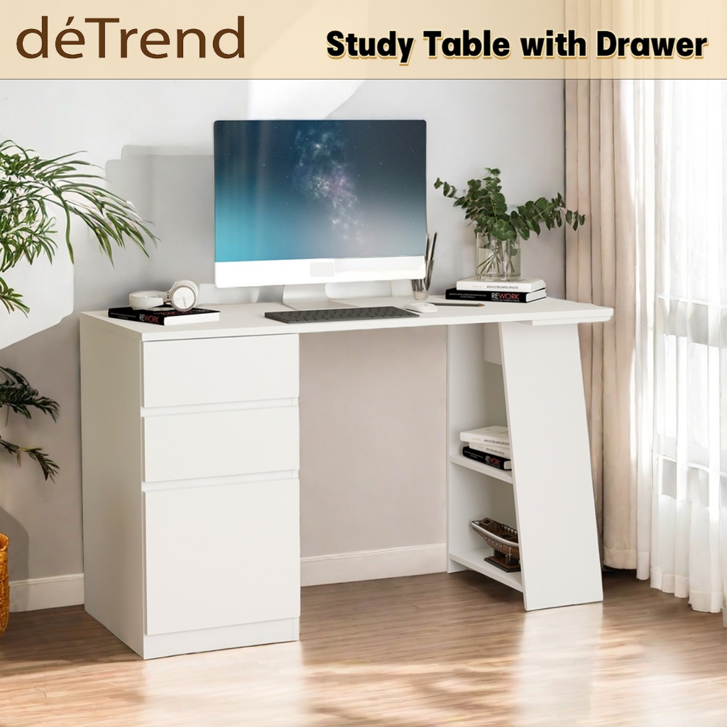 déTrend 126CM Study Table with Drawer Computer Table Office Desk Meja Komputer Writing Table ...
