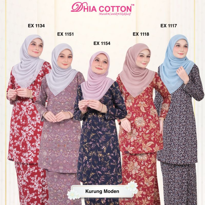 (2) KOLEKSI BAJU KURUNG MODEN EKSKLUSIF DHIA COTTON (SIZE XS HINGGA 4XL ...