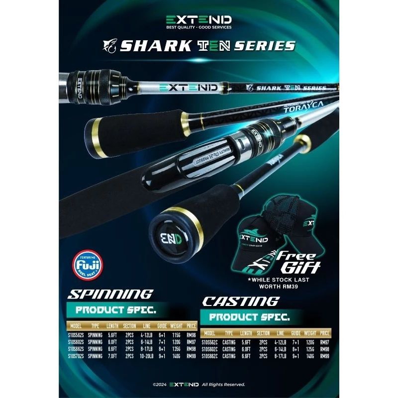 EXTEND SHARK TEN 10 FISHING ROD | Shopee Malaysia