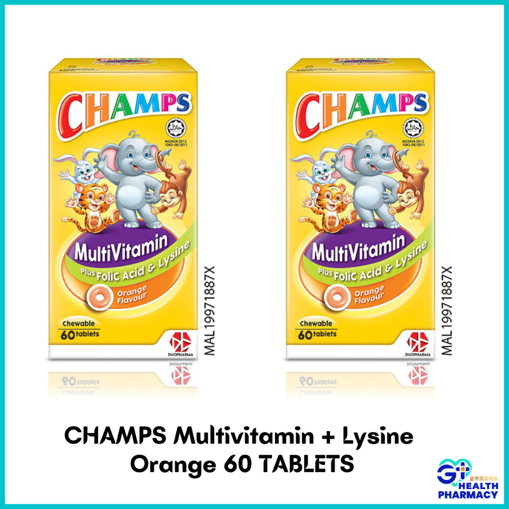 Champs Multivitamins Plus Folic Acid & Lysine Chewable Tablet (Orange ...