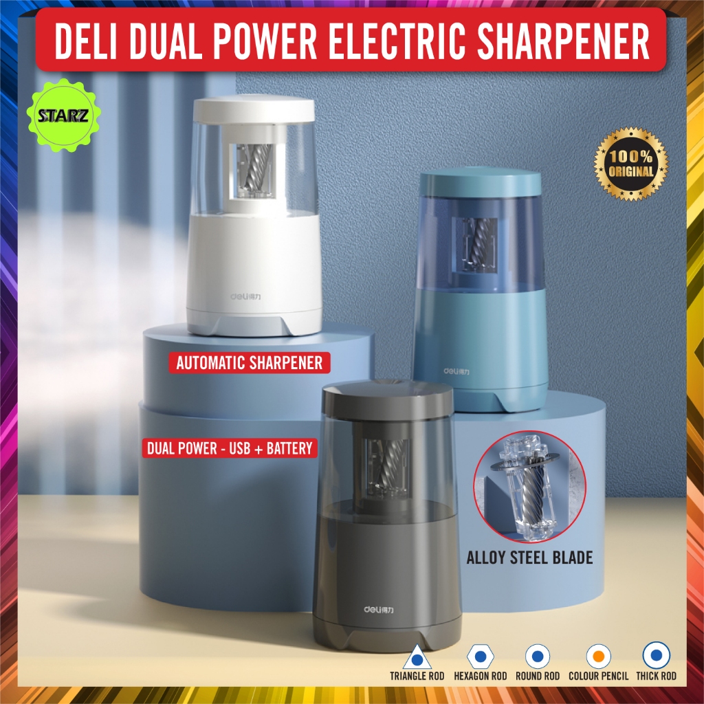 Deli Duo Power Electric Sharpener / Automatic Pencil Sharpener / Dual ...