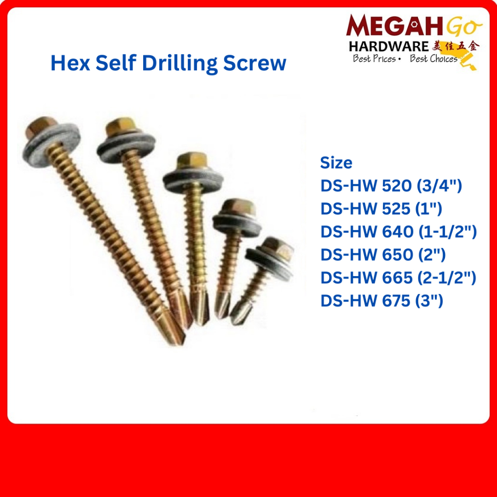 Hex Self Drilling Screw For Metal - Skru Bumbung Besi (10Pcs) | Shopee ...