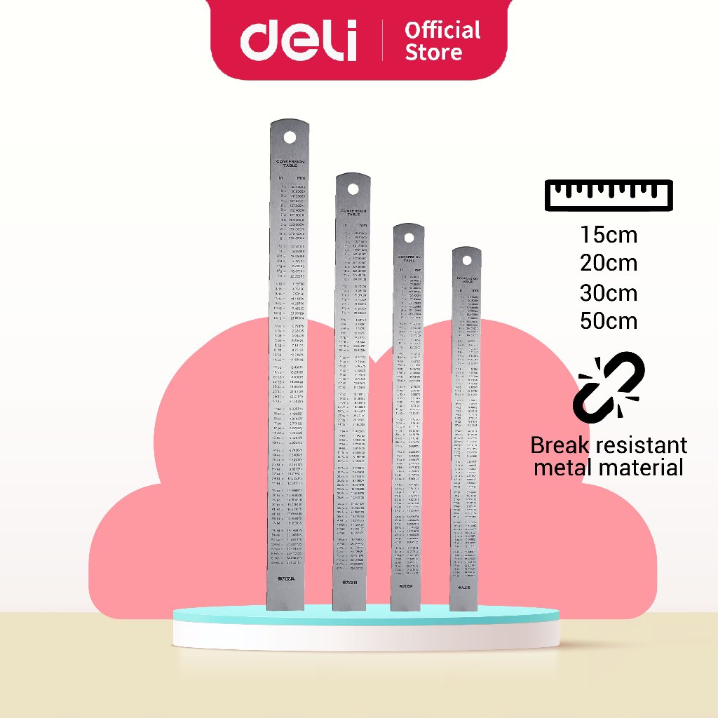 Deli Metric Metal Ruler Steel Scale Durable Precision Measuring Tool ...