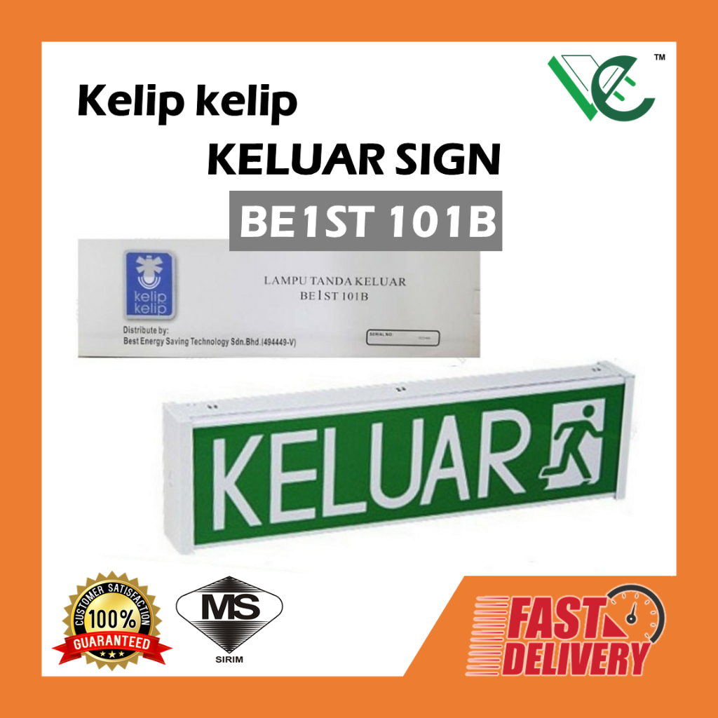 KELIP KELIP BE1ST 101B LED Flashing Out keluar Sign Sign (Sirim Fire & BOMBA APPROVED ) | Shopee ...