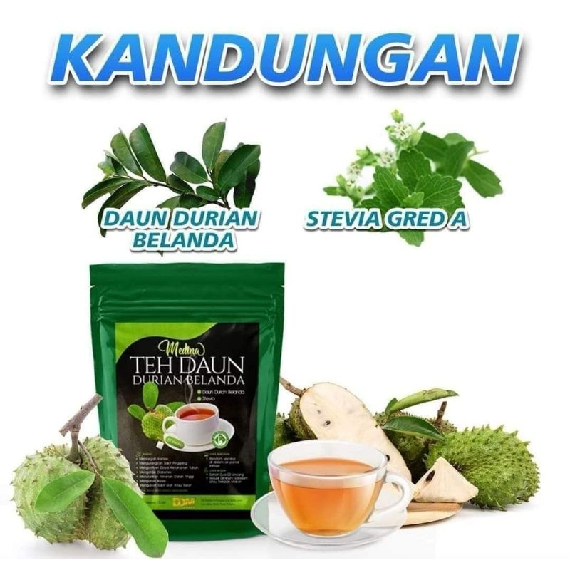 MEDINA ORIGINAL TEH DAUN DURIAN BELANDA MEDINA RAWAT DIABETES TEH ...