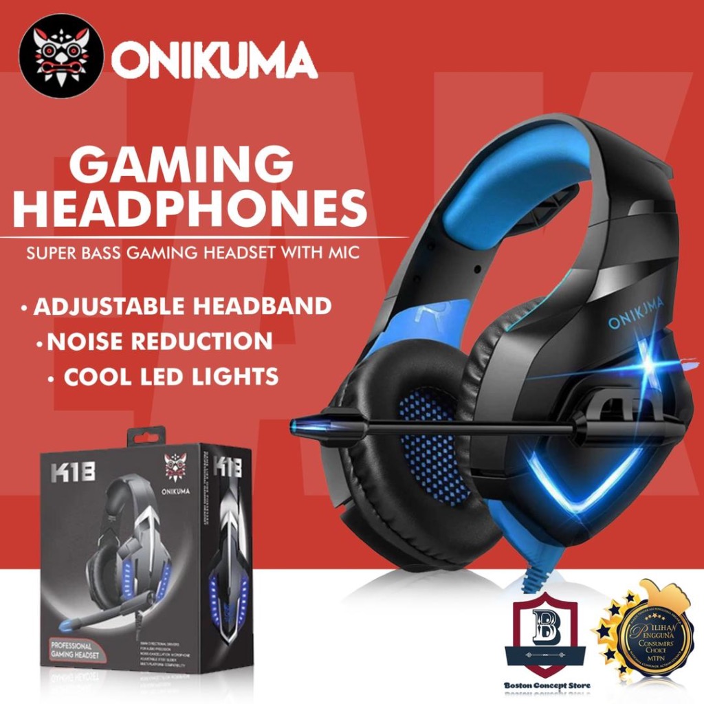 Onikuma K18 Super Bass Gaming Headset with Mic and Noise Cancellation ...