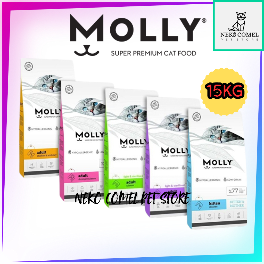 Molly Super Premium Cat Food 15kg Kitten / Hairball Control / Shinny ...