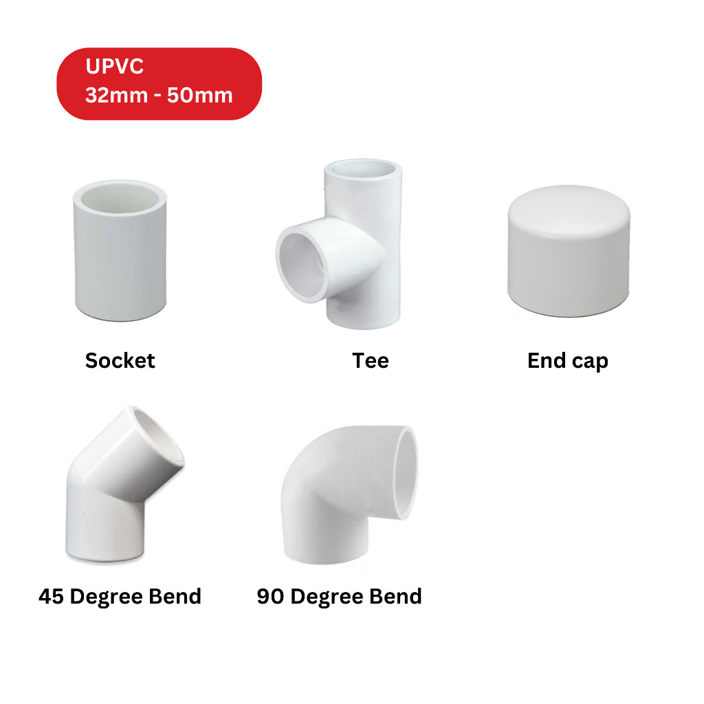 AWE UPVC Socket E/Tee Bend End Cap 32mm 40mm 50mm | Shopee Malaysia