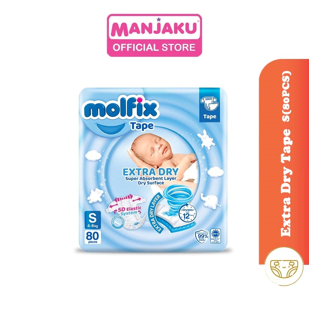 Molfix Extra Dry Tape Diaper - S/M/L/XL/XXL | Shopee Malaysia
