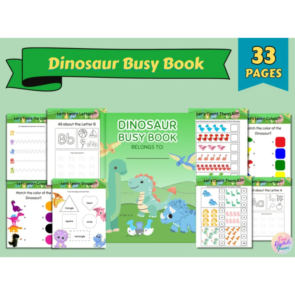 PDF] Dinosaur Busy book Busy Quiet Book Learning Kids Printable ...