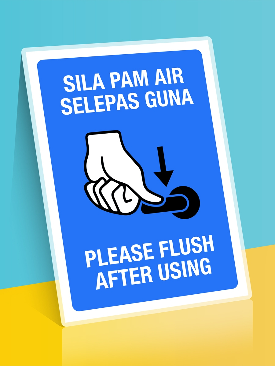 HYGIENE FLUSH WASH YOUR HAND SIGNAGE | Poster Basuh Tangan A4 /A3 Size ...