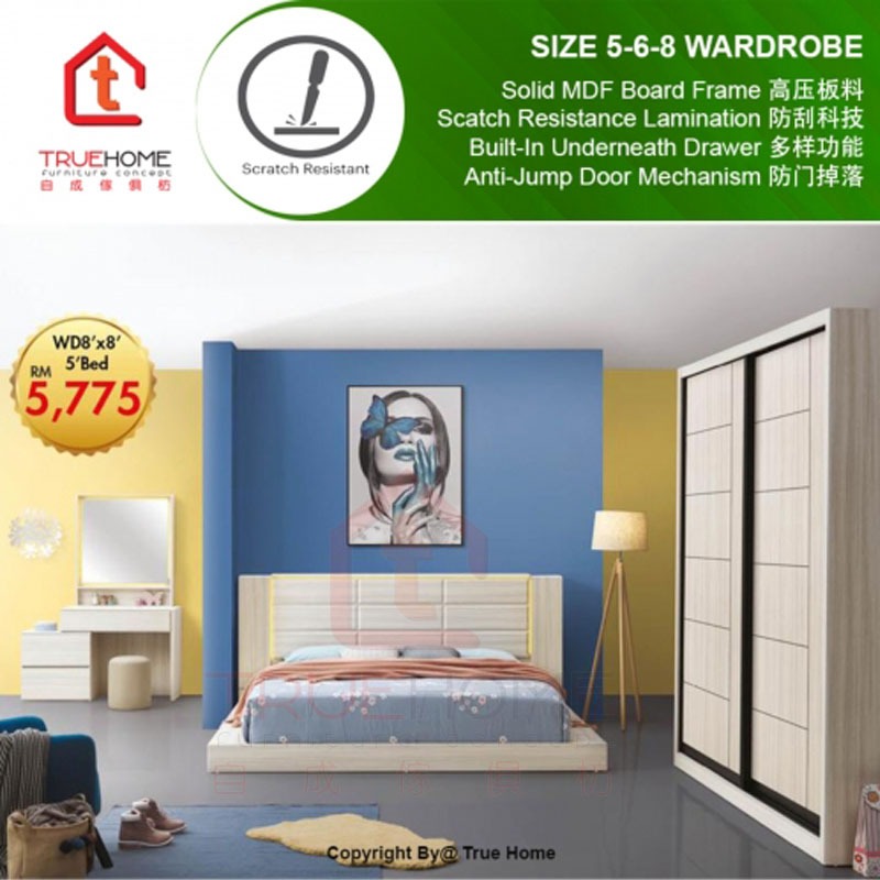 SHAWBURN Bedroom Set/MDF Board Frame + Scatch Resistance Melamine ...