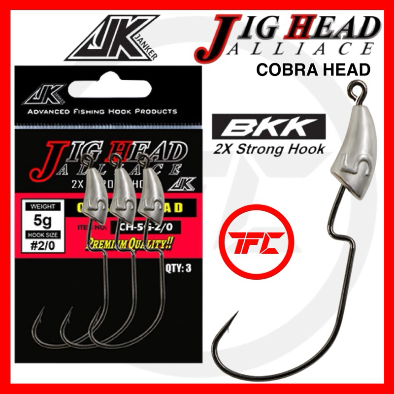 JK Janker Cobra Head Jig Head Hook CH Series 2X Strong BKK Fishing ...