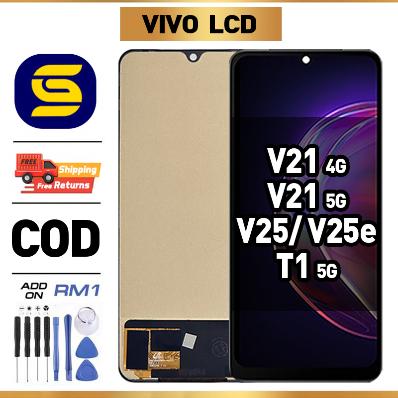 LCD VIVO V21 4G/ V21 5G/ V25 5G/ V25e 4G/ T1 5G Compatible For Glass Original Touch Screen ...