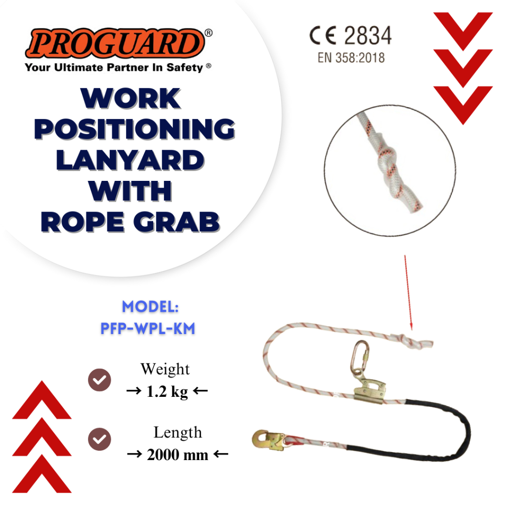 Work Positioning Lanyard with Rop Grab and Carabiner Full Body Harness ...