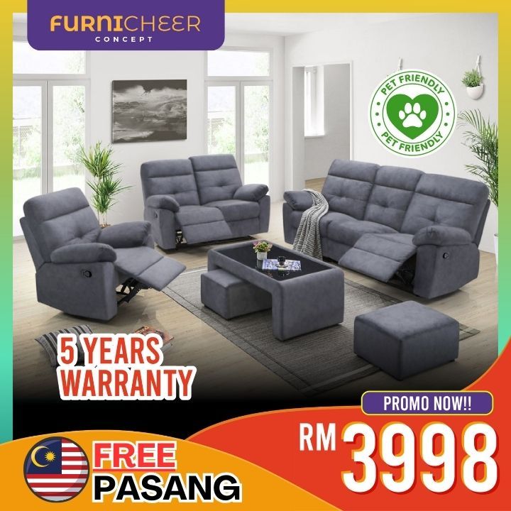 3 Seater Recliner Sofa Scratch Resistant Sofa Easy Clean Sofa 3+2+1 ...