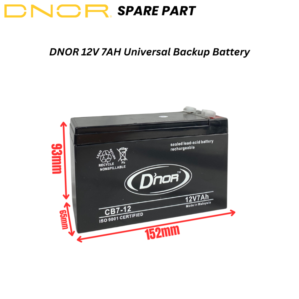 DNOR AUTOGATE 12V 7AH Rechargeable Seal Lead Acid Back Up Battery ...