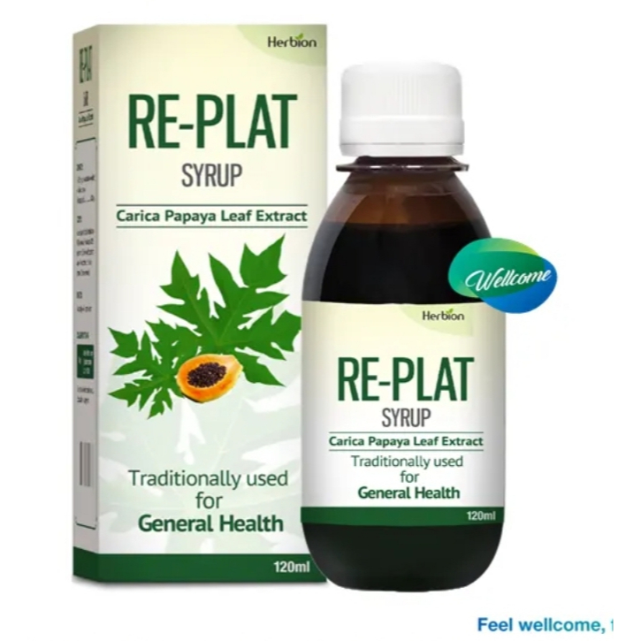 HERBION RE-PLAT SYRUP 120ml Replat Carica Papaya Leaf Extract Dengue ...