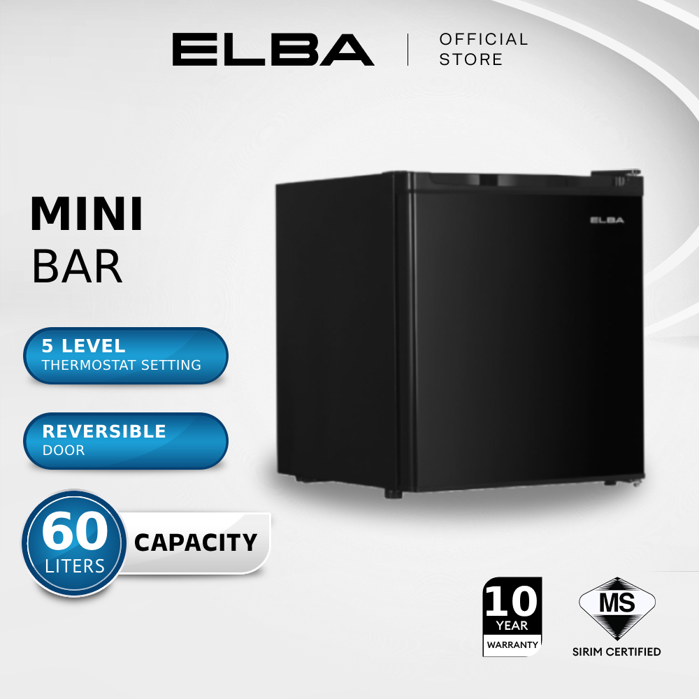 (NEW) ELBA 60L Mini Bar Refrigerator EMB-Q6048(BK) - Low Noise - Black ...