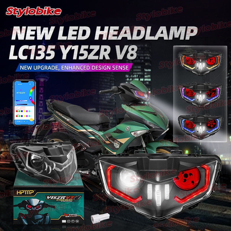 HPMP Y15 LC135 V8 LED Headligh Lampu Depan Y15ZR V2 LC 135 V8 Head Lamp Front Lamp Sharingan ...