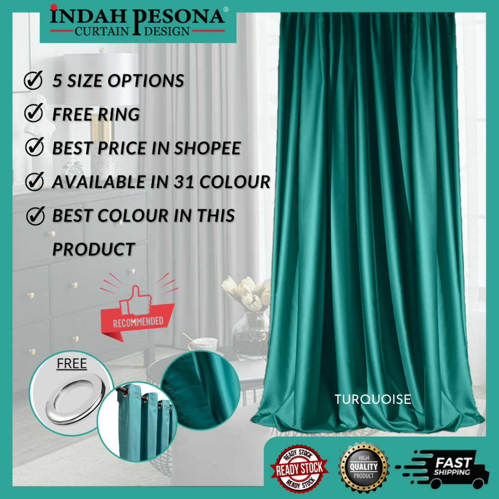 A8 TURQUOISE - Ready Made Curtain !! Siap Jahit Langsir Langsir RAYA ...