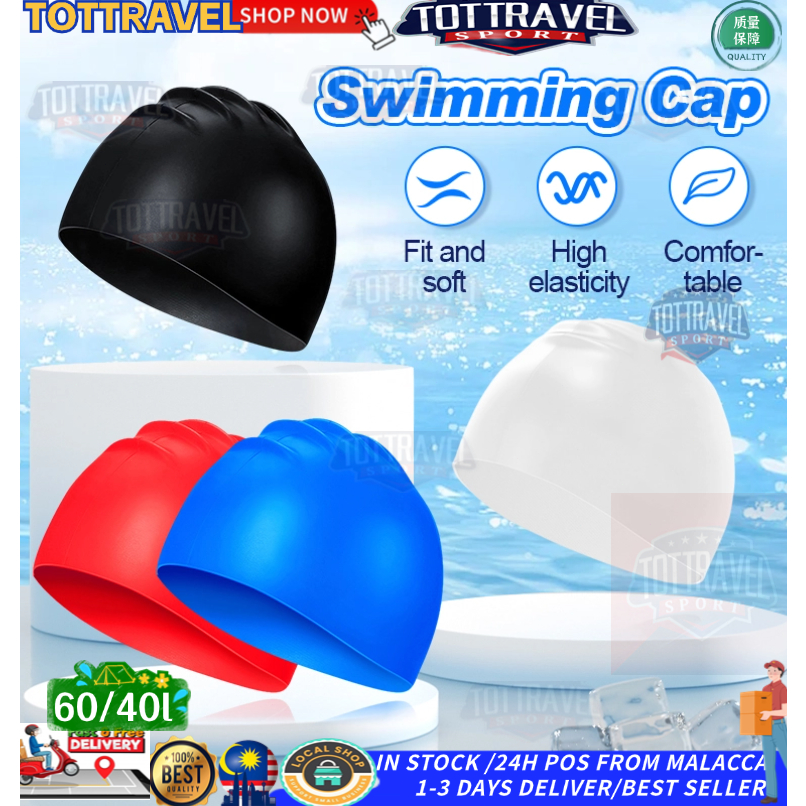 Adults/kids Swimming Caps High Elastic Waterproof PU Protect Ears ...