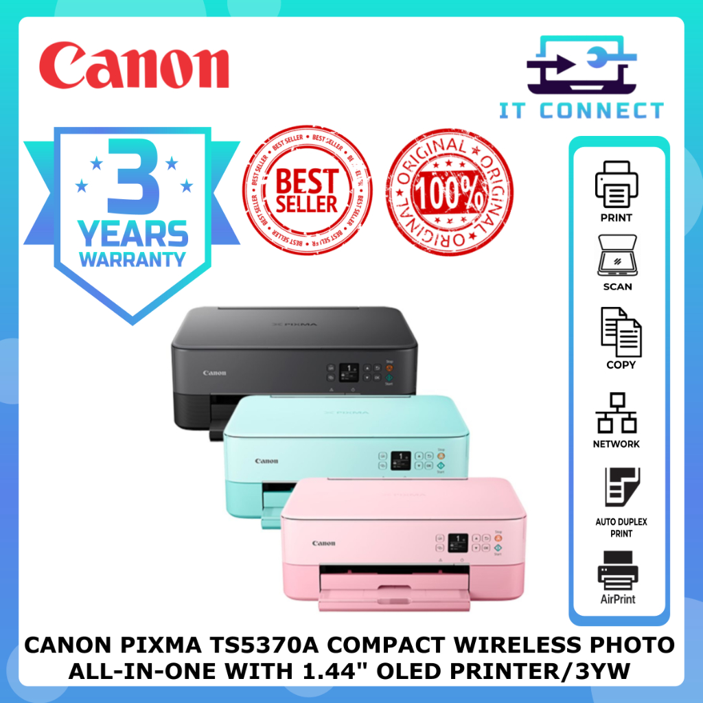 CANON PIXMA TS5370A COMPACT WIRELESS PHOTO ALL-IN-ONE WITH 1.44" OLED ...