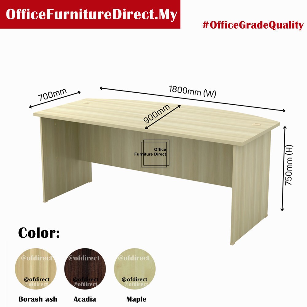 180x90cm Ex Office Table EXMB180A Curve Front Manager Table (Deliver ...