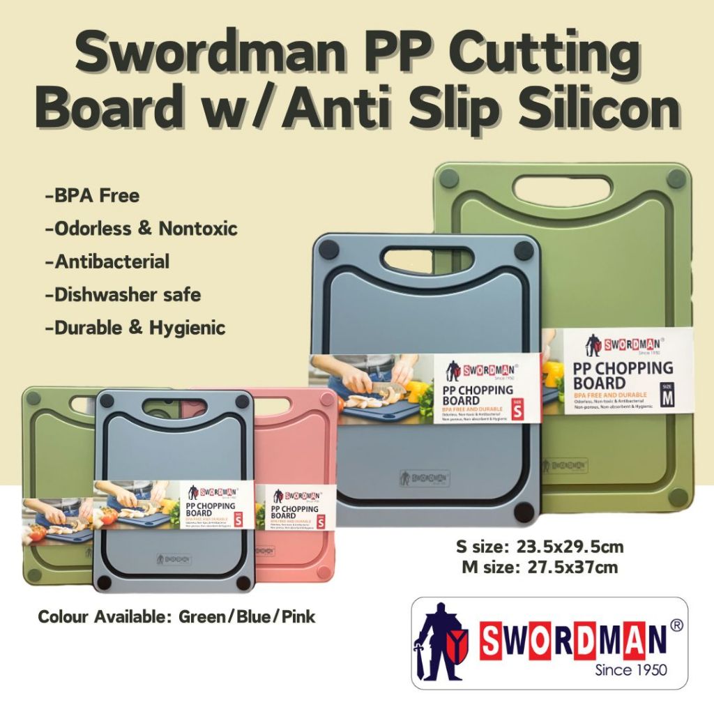 Swordman PP Cutting Board with Anti Slip Silicon BPA Free Chopping ...