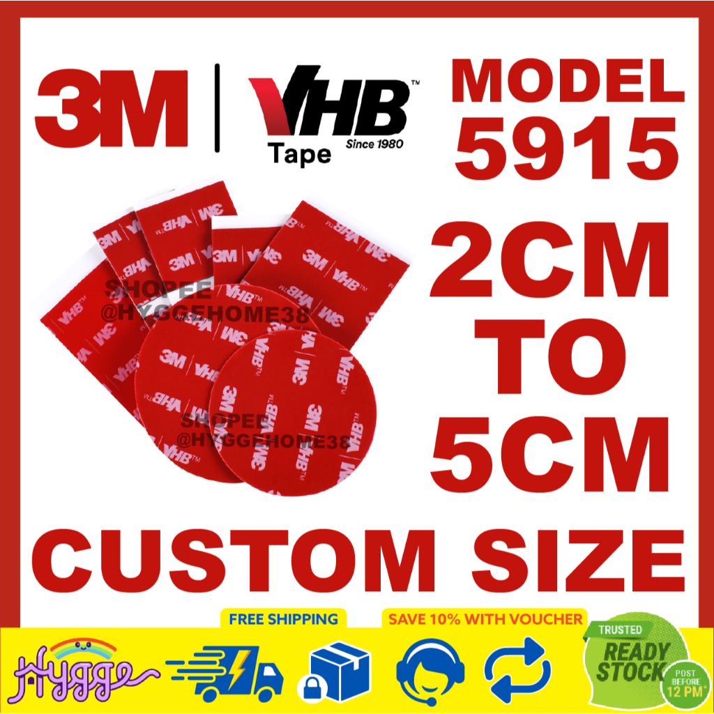 3M VHB Double Sided Black Tape 5915 Thin Car Emblem Logo Number Plate Strong Heavy Duty Acrylic ...