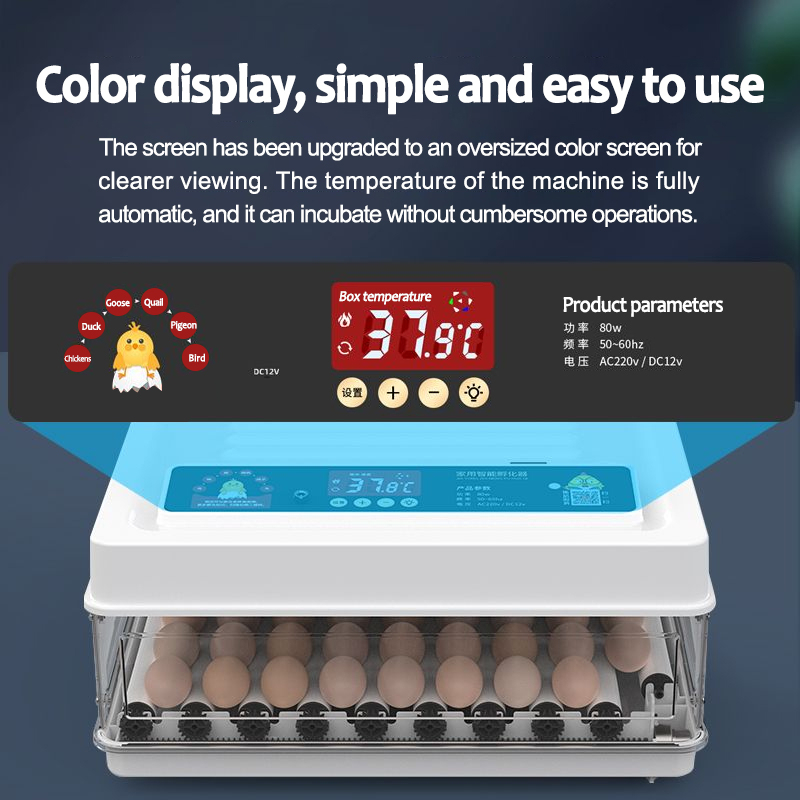 12/24/48/64/130 Eggs Automatic Incubator Thermostatic Chicken Hatching ...