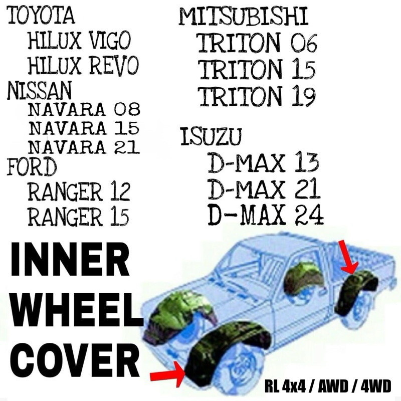 Inner wheel tire tayar tyre cover daun pisang Hilux vigo revo rogue ...